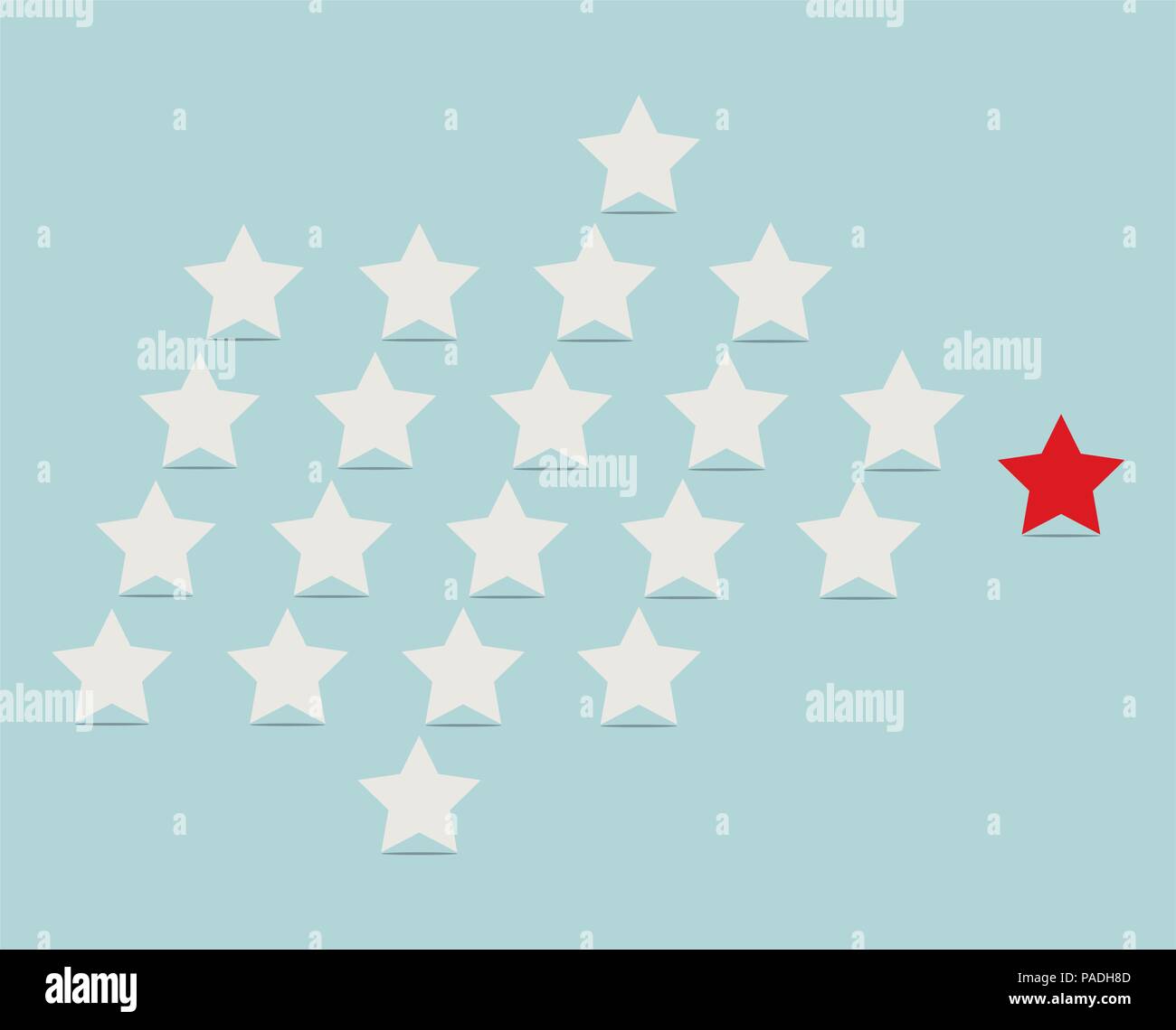 vector leadership concept with white stars following their leader, red ...