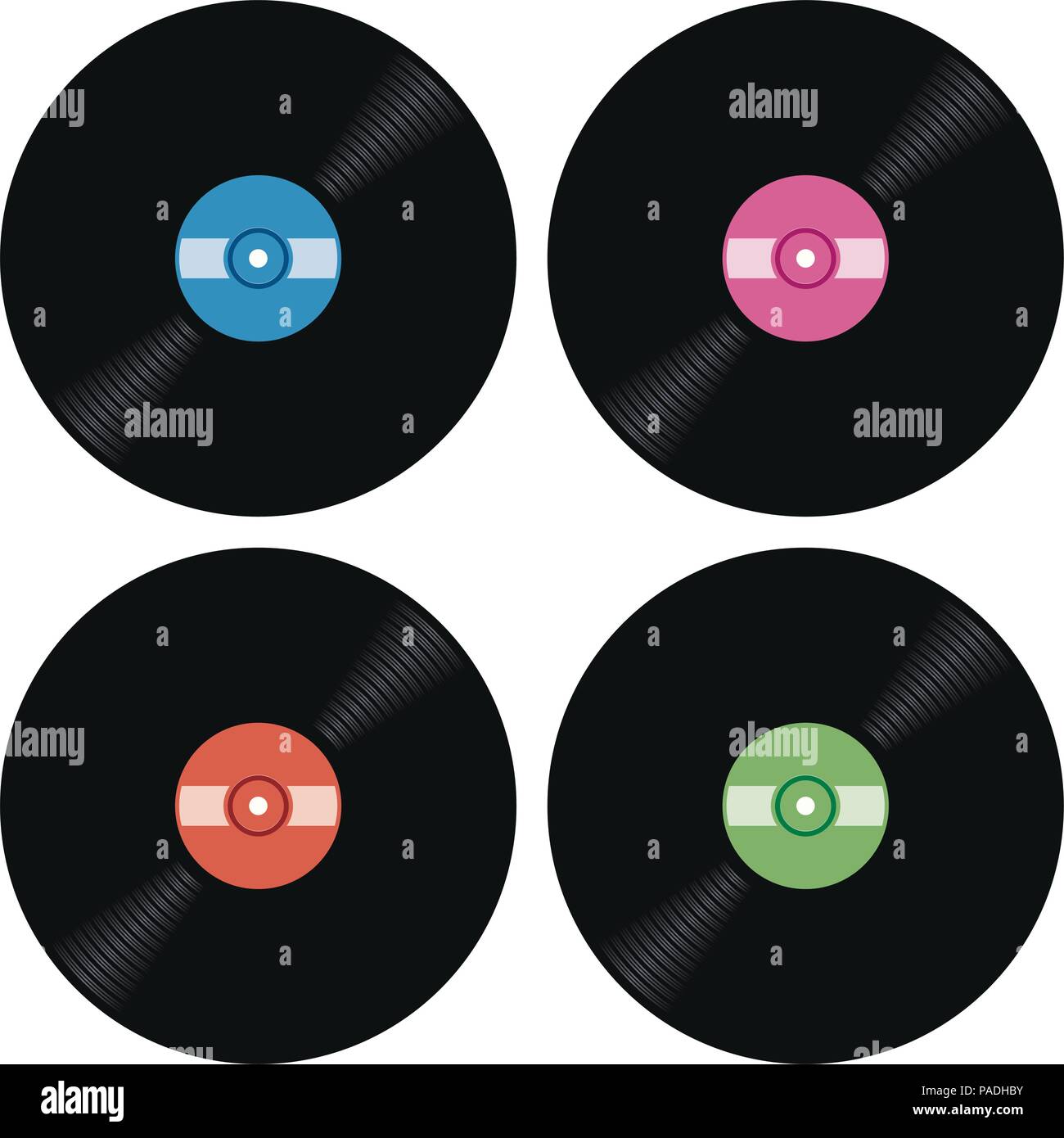 vector set of music retro vinyl record icons isolated on white ...