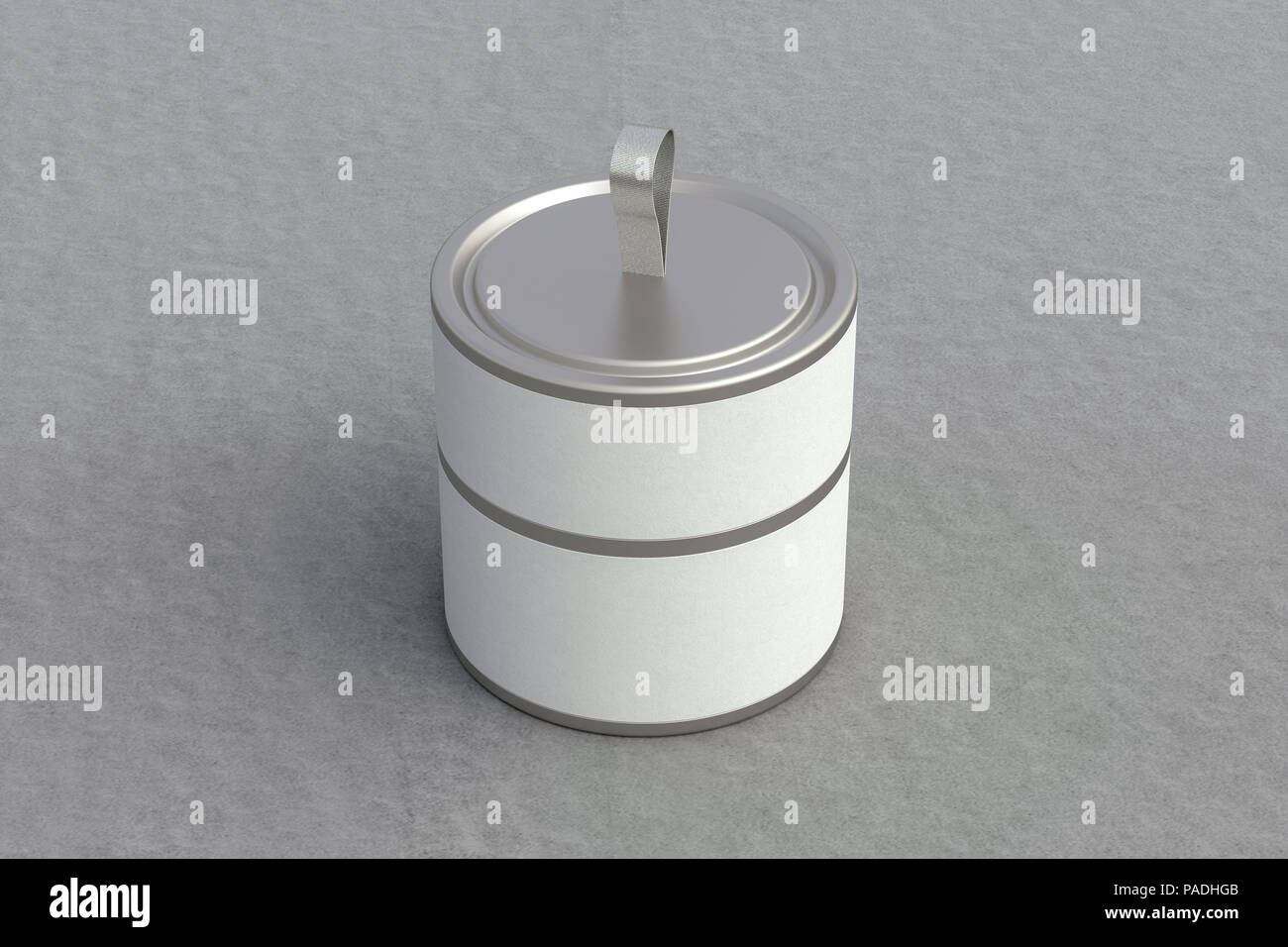 Blank closed white short tube container packaging on gray background ...