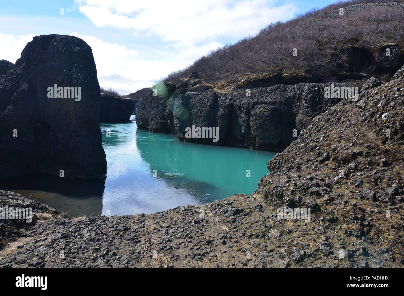 Awesome rock formations with a river flowing through them Stock Photo ...