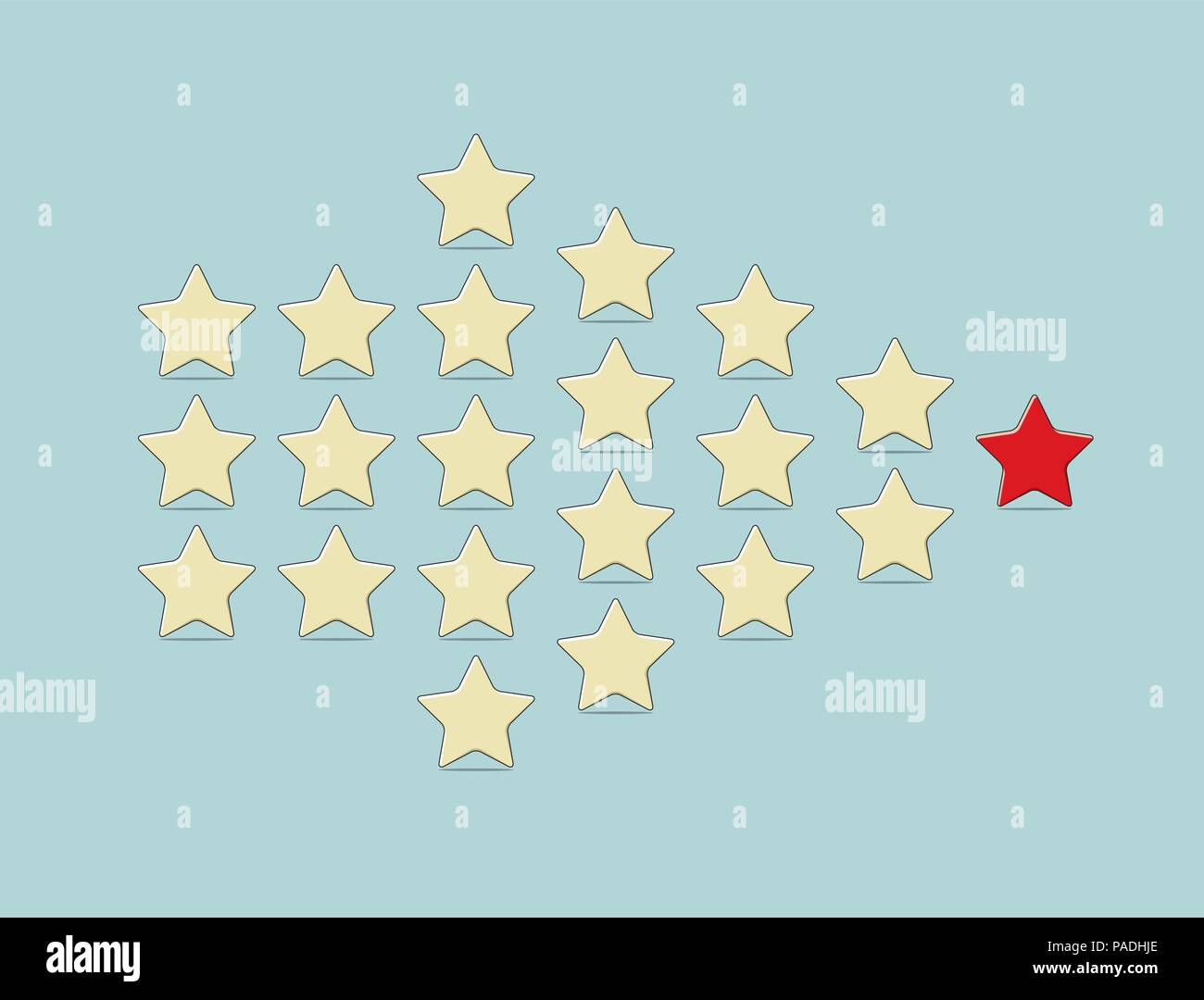 vector leadership concept with yellow stars following their leader, red ...