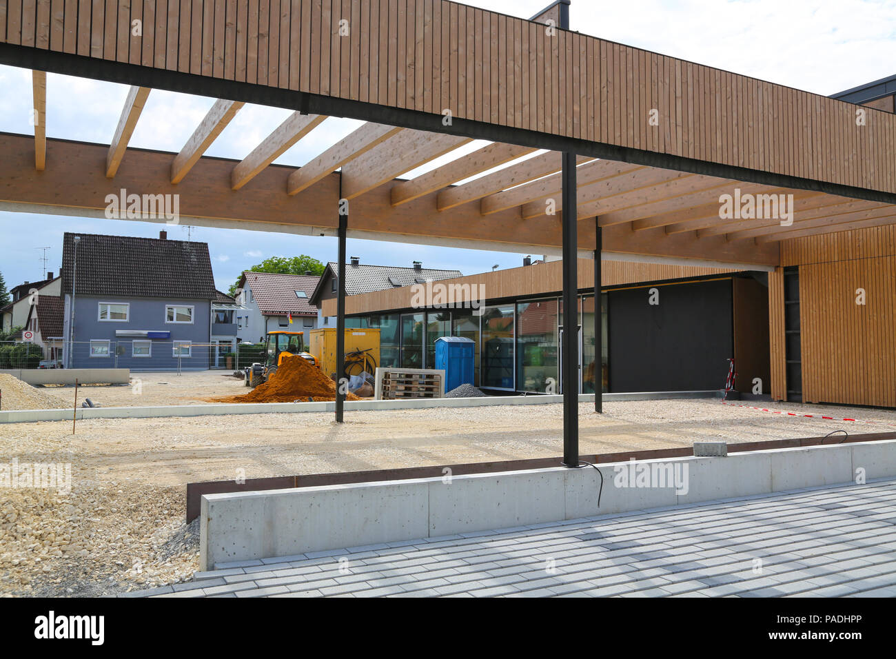 Construction of a new modern public community building in the village ...