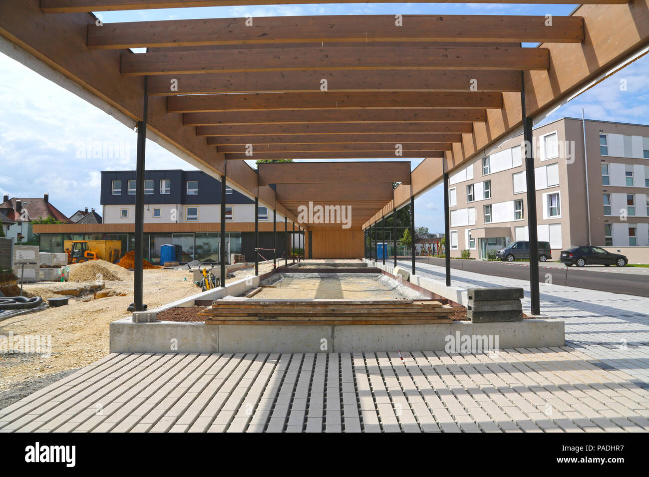 Construction of a new modern public community building in the village ...