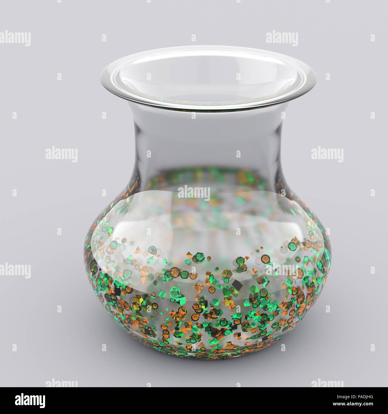 Empty glass vase isolated on white background. Colorful crystals Stock ...