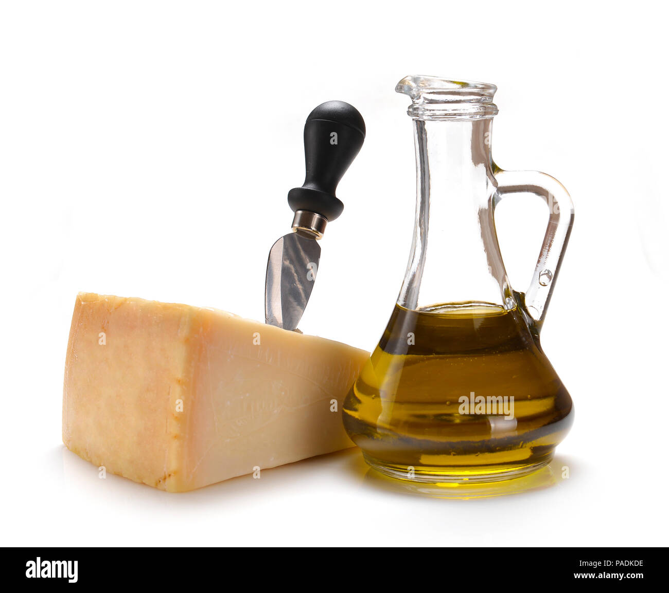 parmesan cheese and olive oil on a white background Stock Photo - Alamy