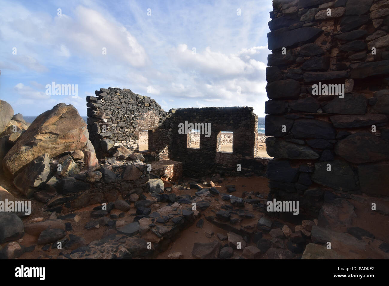 Large ancient gold mill ruins off the coast of Aruba Stock Photo - Alamy