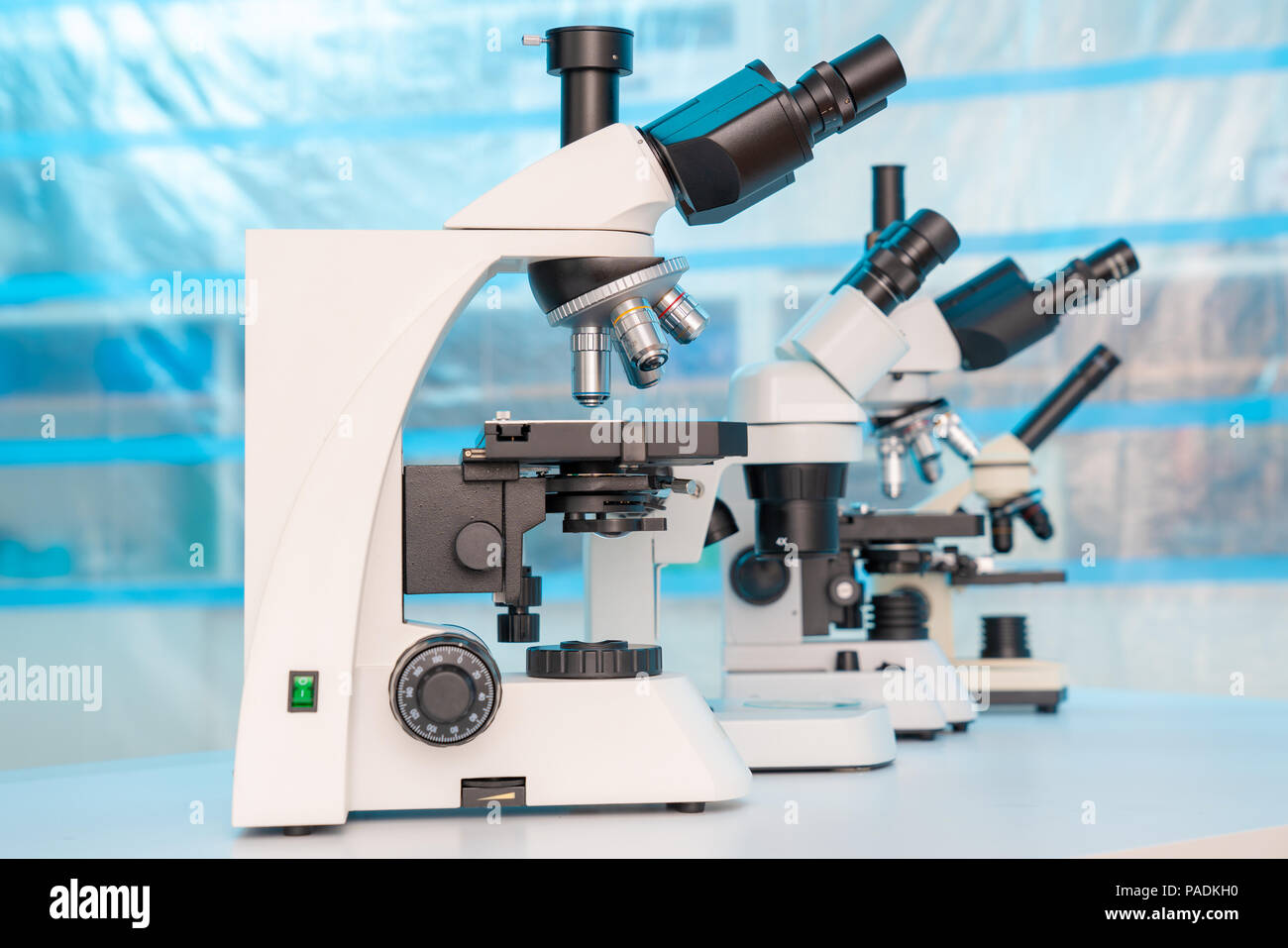 Four microscopes of different designs in the laboratory Stock Photo - Alamy