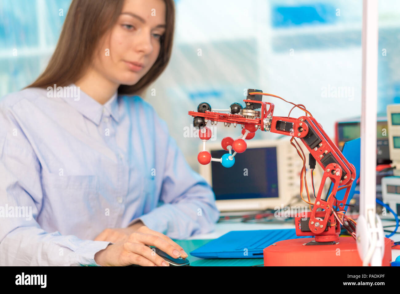 Student girl in robotics class Stock Photo - Alamy