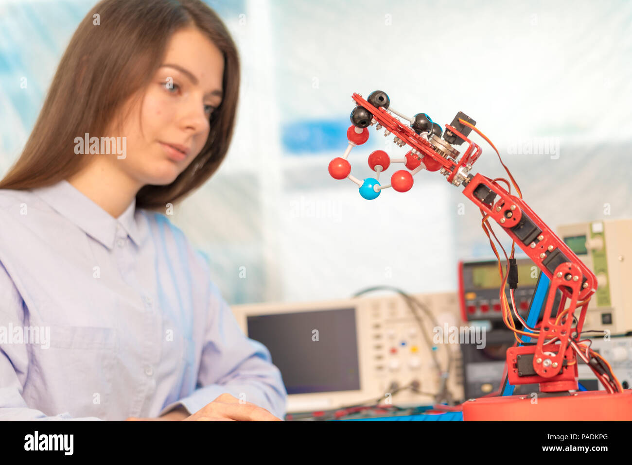 Student girl in robotics class Stock Photo - Alamy