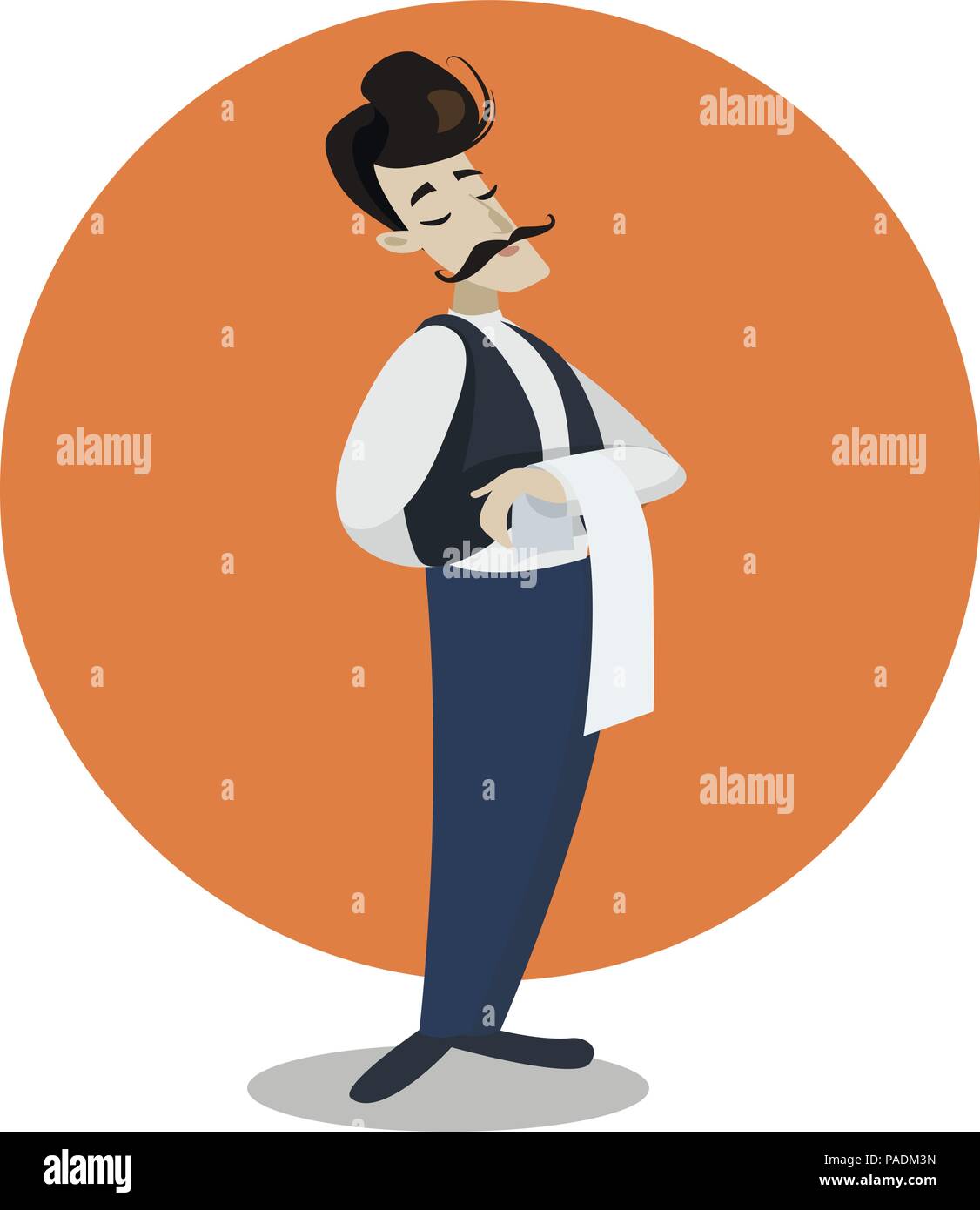 Waiter serving. Vector flat illustration Stock Vector Image & Art - Alamy