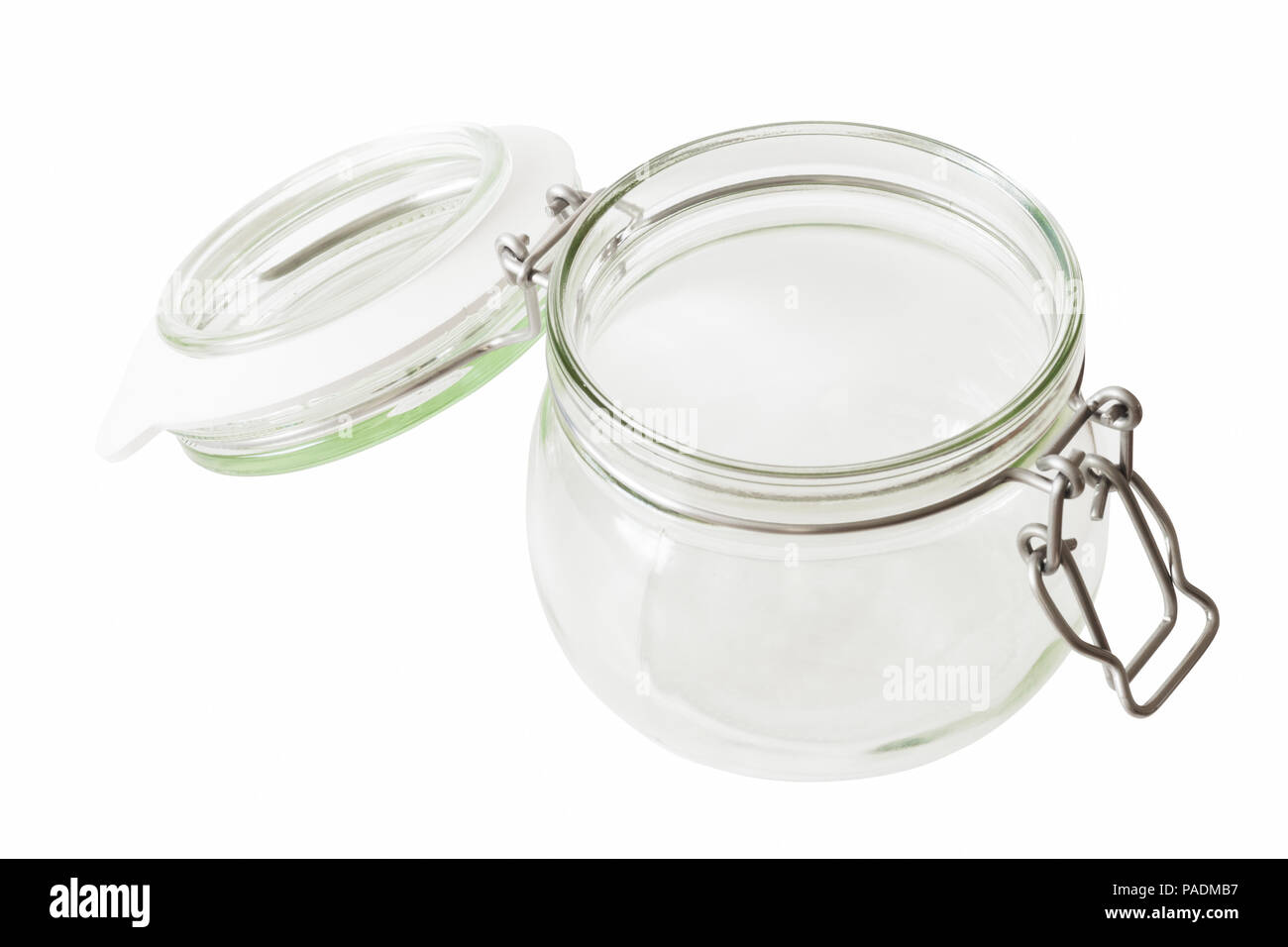 Glass jar with opened lid isolated on white with clipping path Stock ...