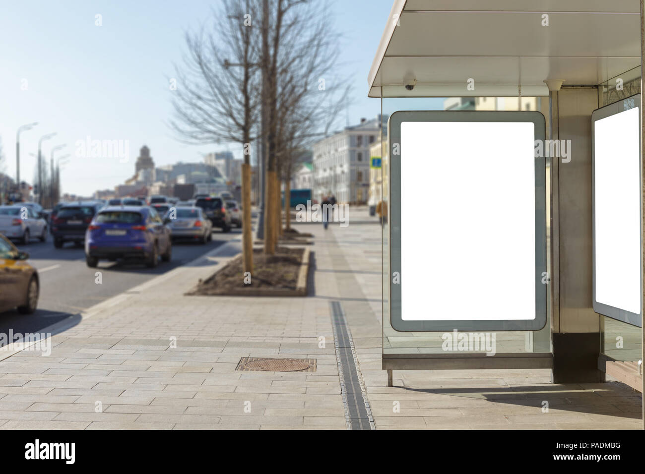 Blank mockup of bus stop billboard poster Stock Photo - Alamy