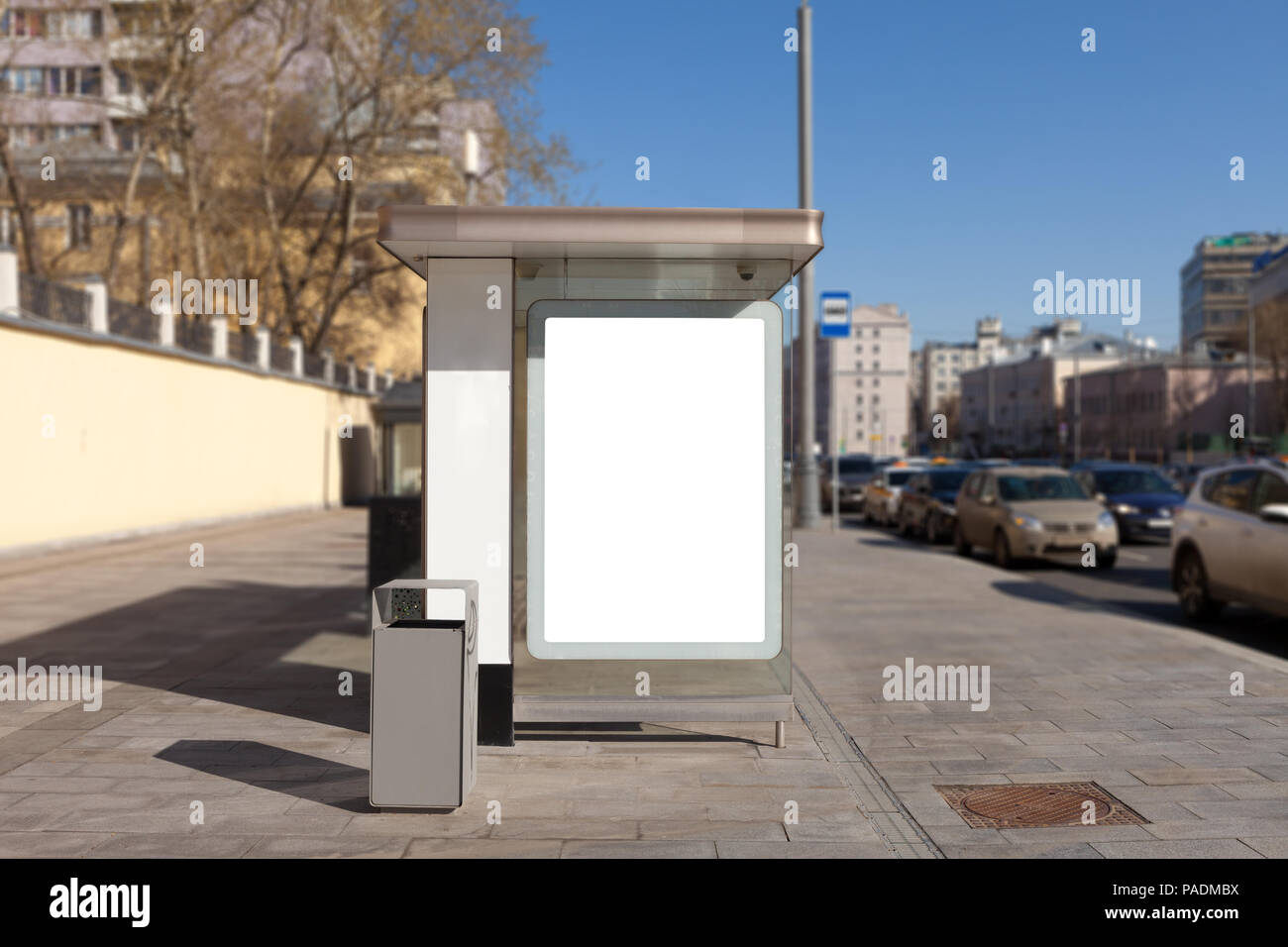 Blank mockup of bus stop billboard poster Stock Photo - Alamy