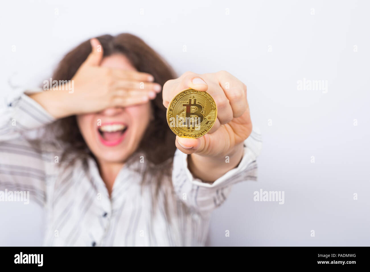 Problems in economics - Shocked businesswoman closes her eyes with her ...