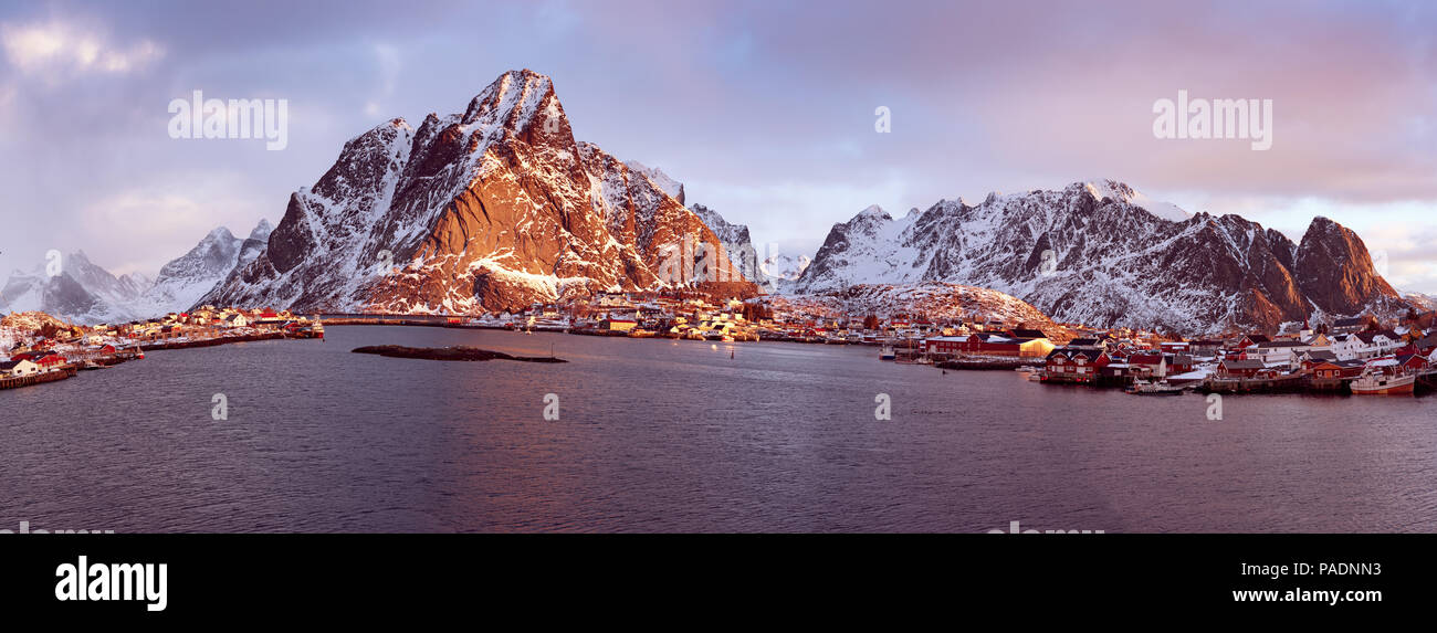 Town of reine at sunrise hi-res stock photography and images - Alamy