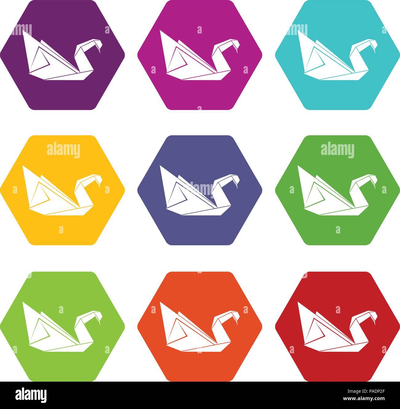 Origami swan icons set 9 vector Stock Vector Image & Art - Alamy