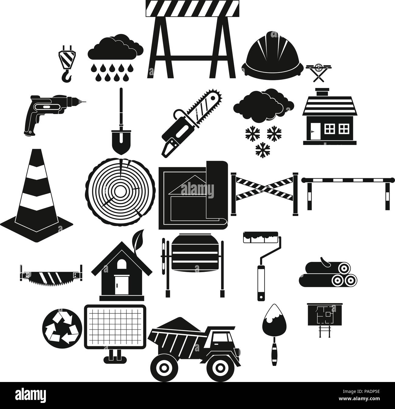 Construction material icons set, simple style Stock Vector Image & Art ...