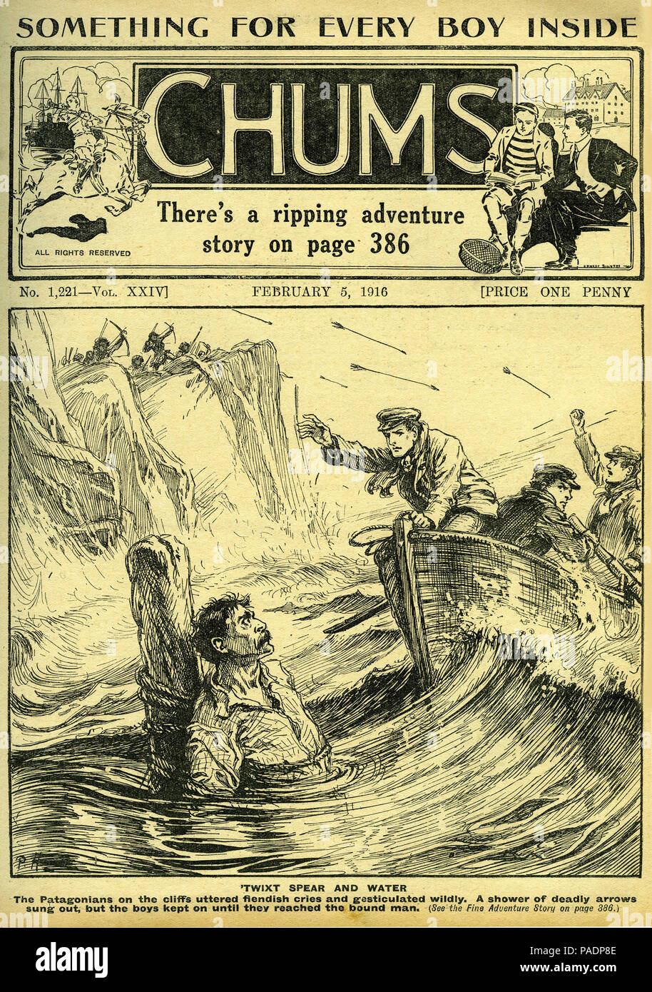 A typical front cover for Chums, An Illustrated Weekly Magazine for ...