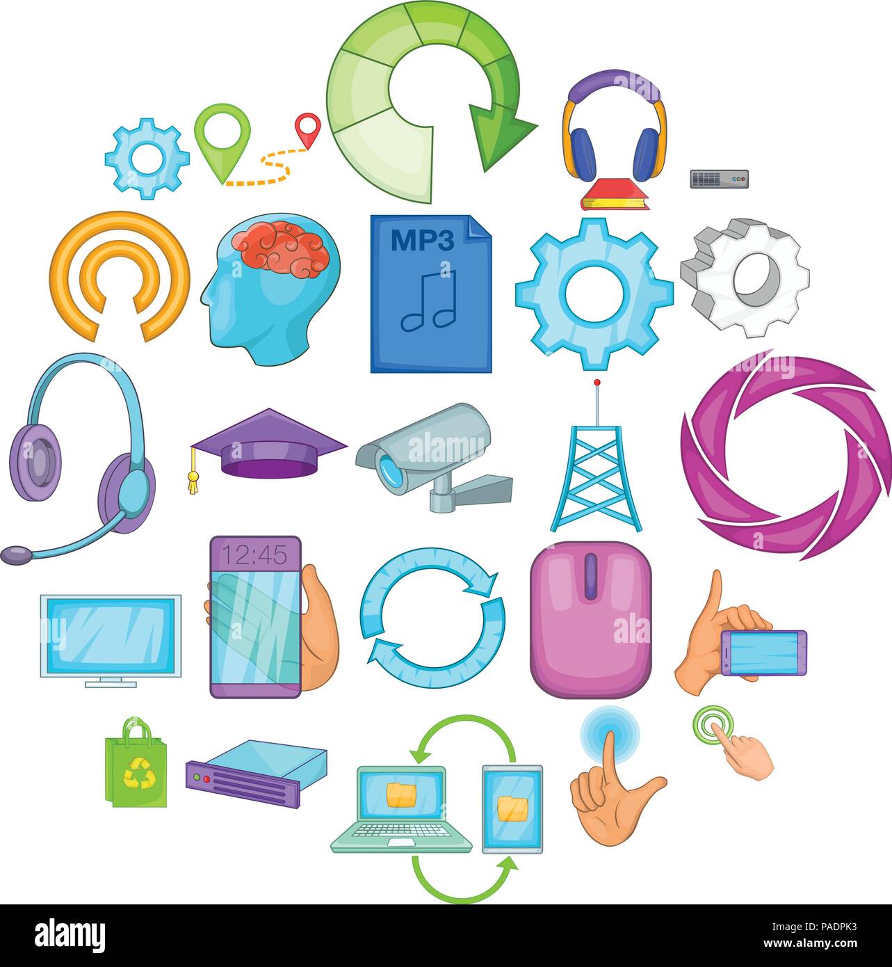 Info exchange icons set, cartoon style Stock Vector Image & Art - Alamy