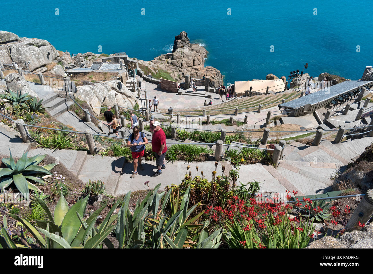 visitors at the minack an open air theatre near porthcurno in cornwall ...