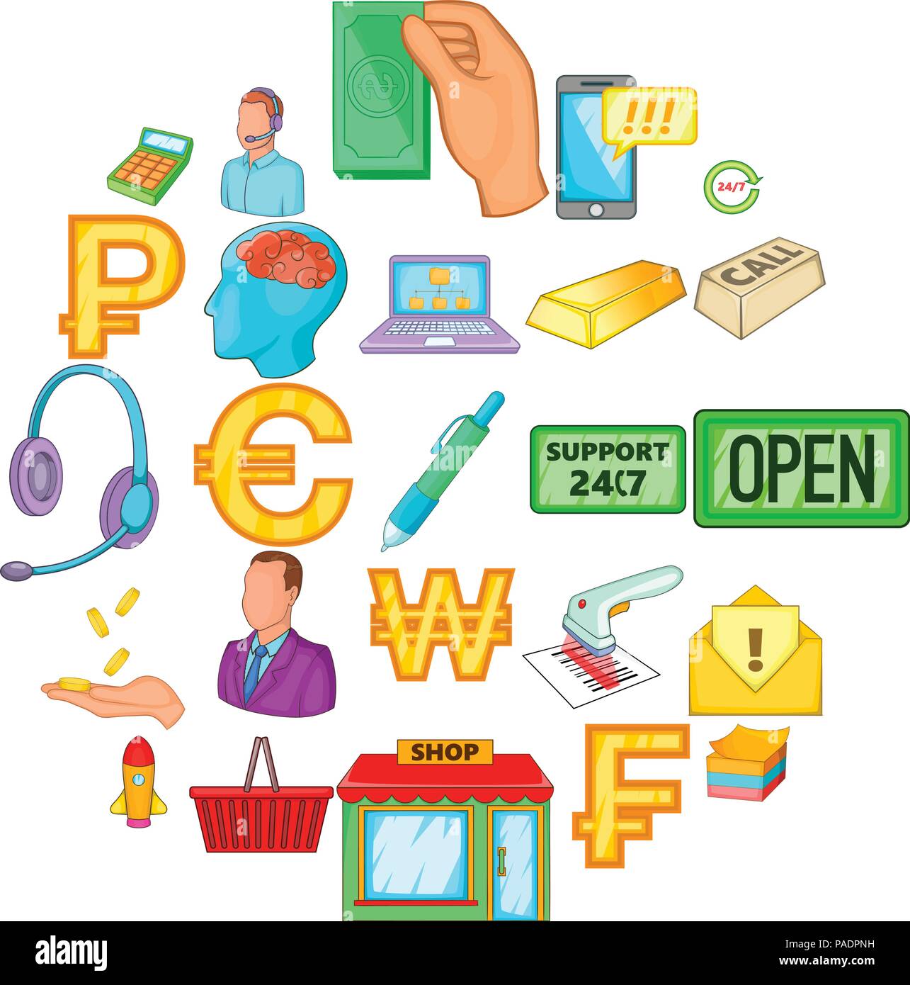 Business day icons set, cartoon style Stock Vector Image & Art - Alamy