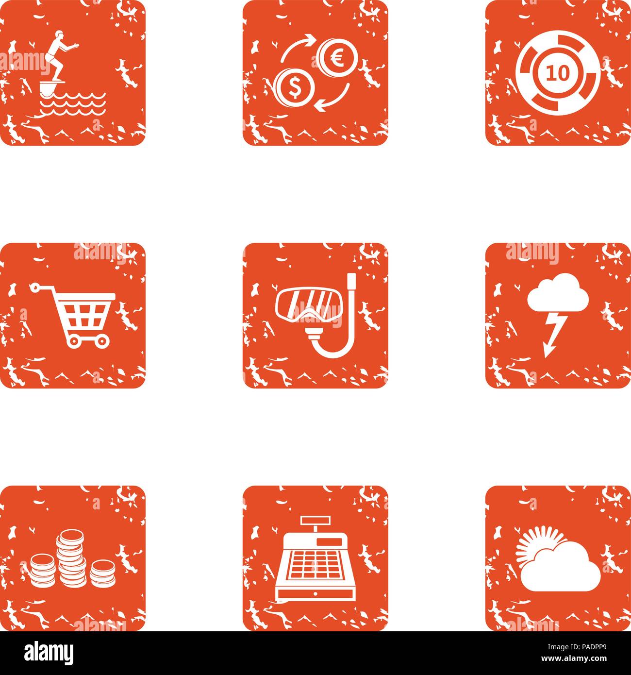 Money at box office icons set, grunge style Stock Vector Image & Art ...