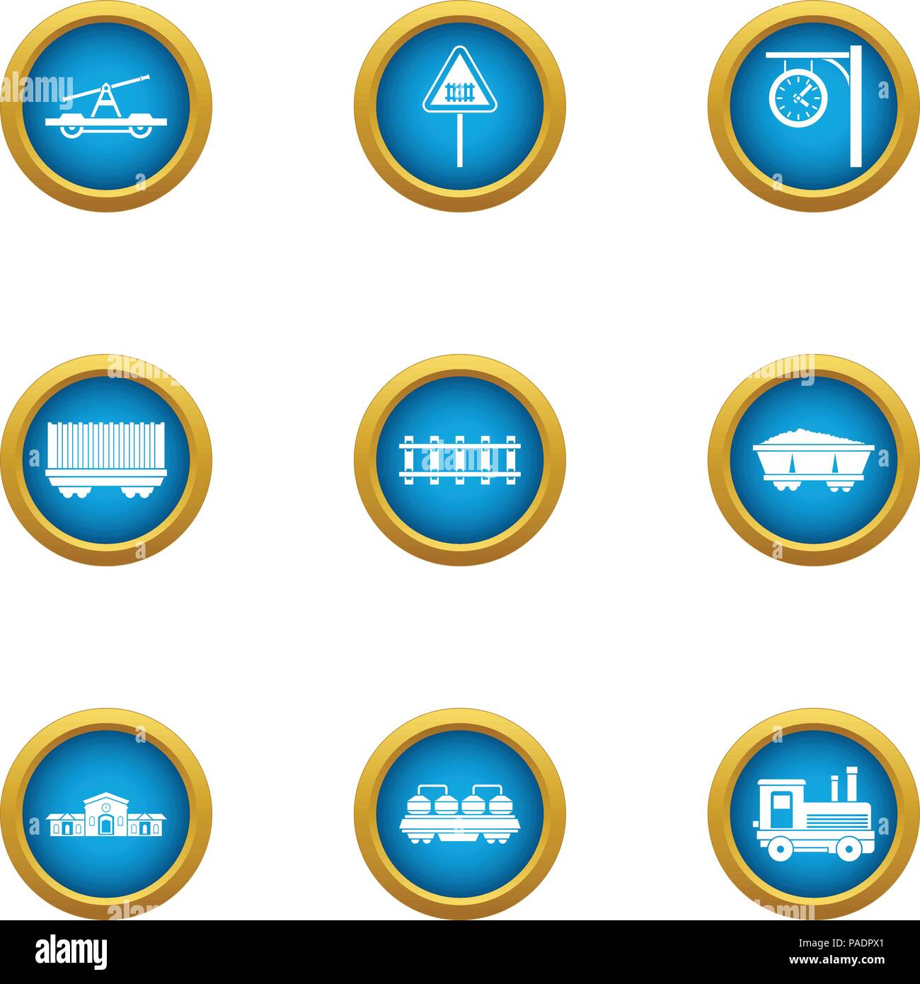 City railway station icons set, flat style Stock Vector Image & Art - Alamy