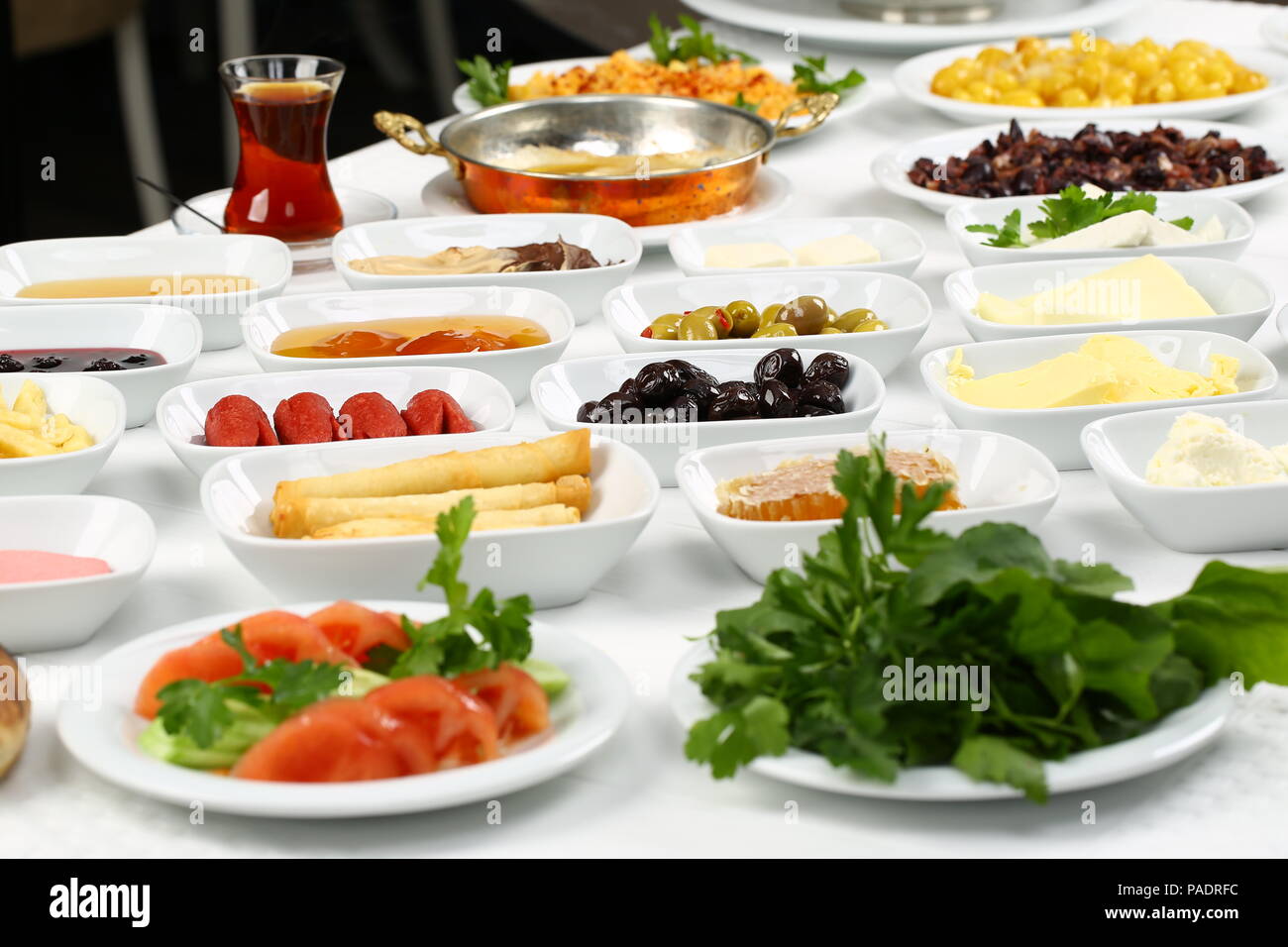Traditional Rich and delicious Turkish breakfast Stock Photo - Alamy