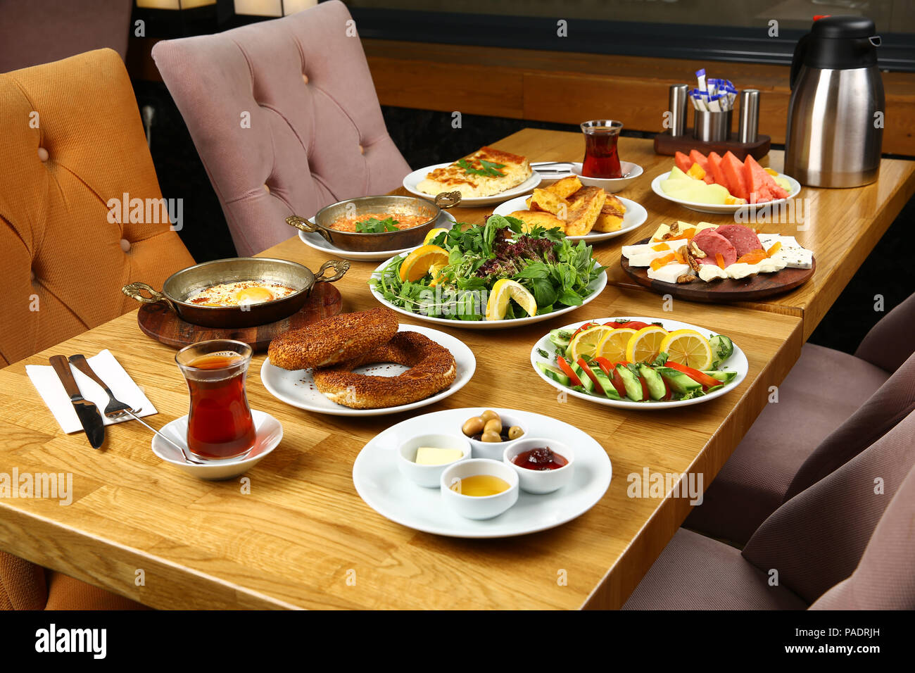 Traditional Rich and delicious Turkish breakfast Stock Photo - Alamy