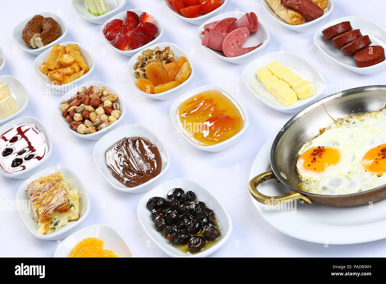 Traditional Rich and delicious Turkish breakfast Stock Photo - Alamy