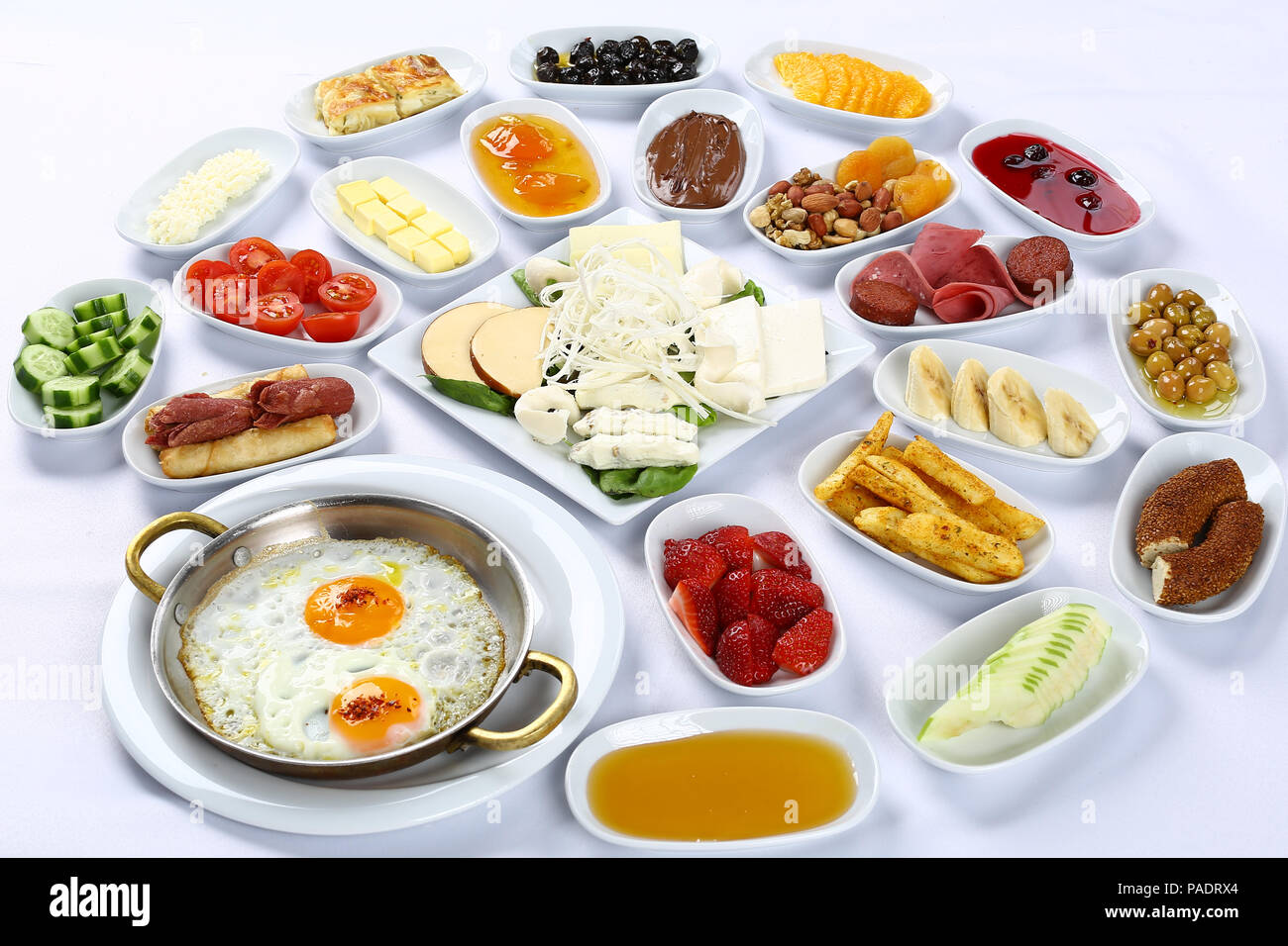 Traditional Rich and delicious Turkish breakfast Stock Photo - Alamy