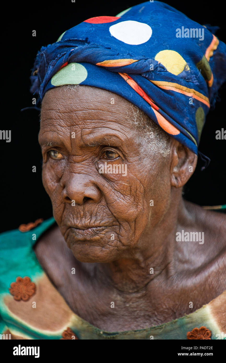 ACCRA, GHANA - MARCH 6, 2012: Unidentified Ghanaian old lady smiles in ...