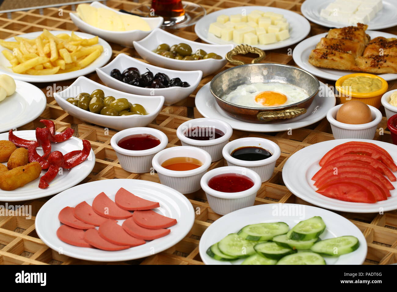 Traditional Rich and delicious Turkish breakfast Stock Photo - Alamy
