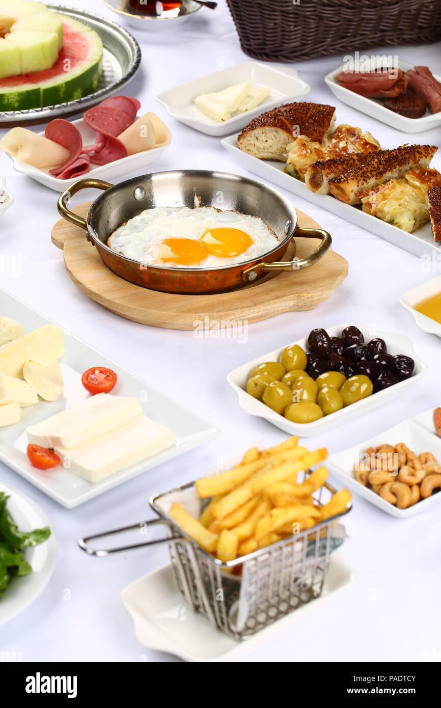Traditional Rich and delicious Turkish breakfast Stock Photo - Alamy