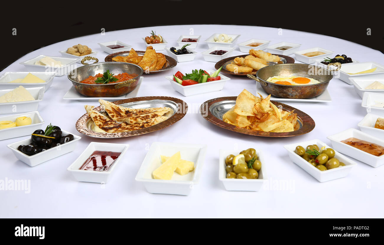 Traditional Rich and delicious Turkish breakfast Stock Photo - Alamy