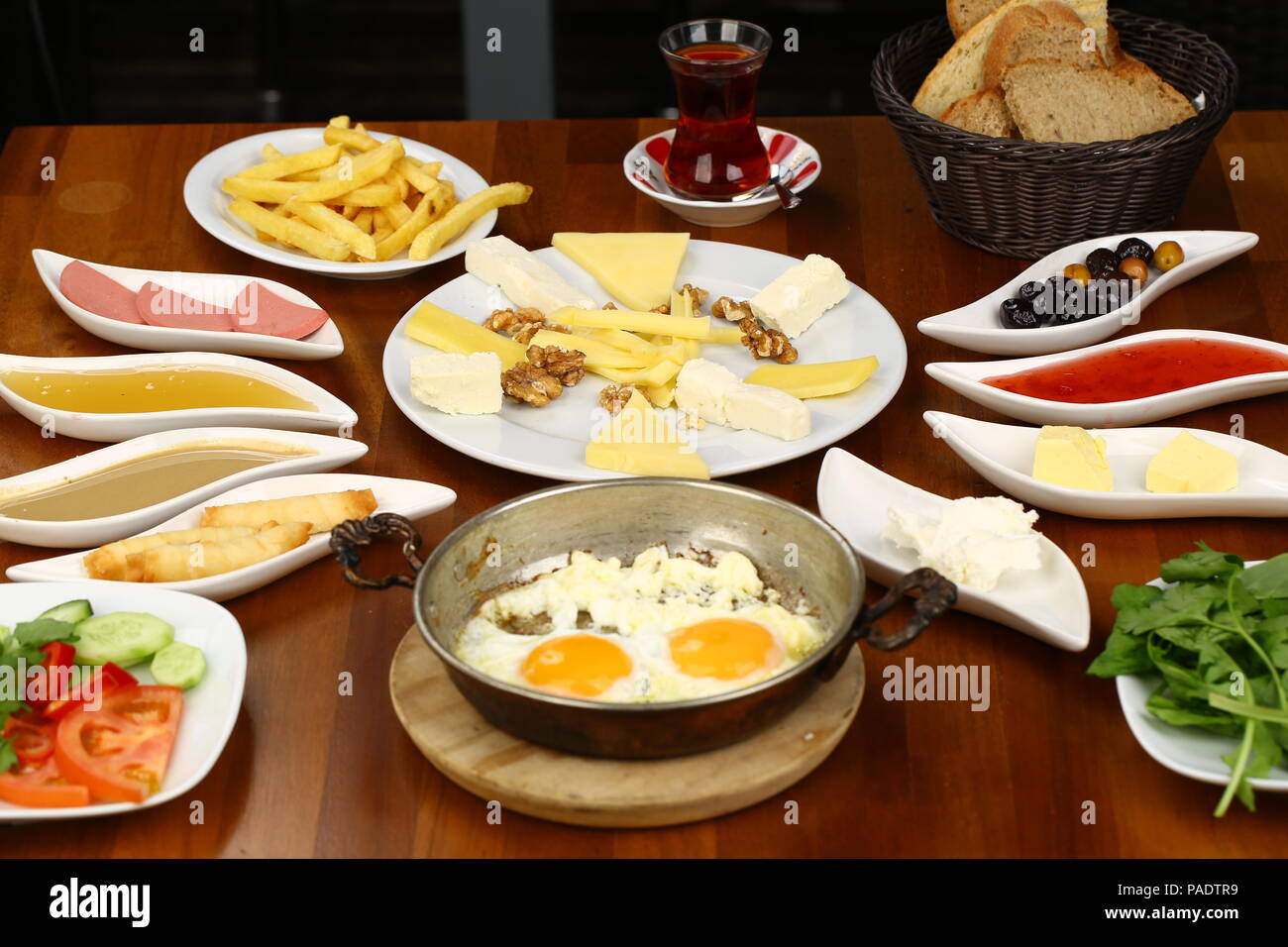 Traditional Rich and delicious Turkish breakfast Stock Photo - Alamy