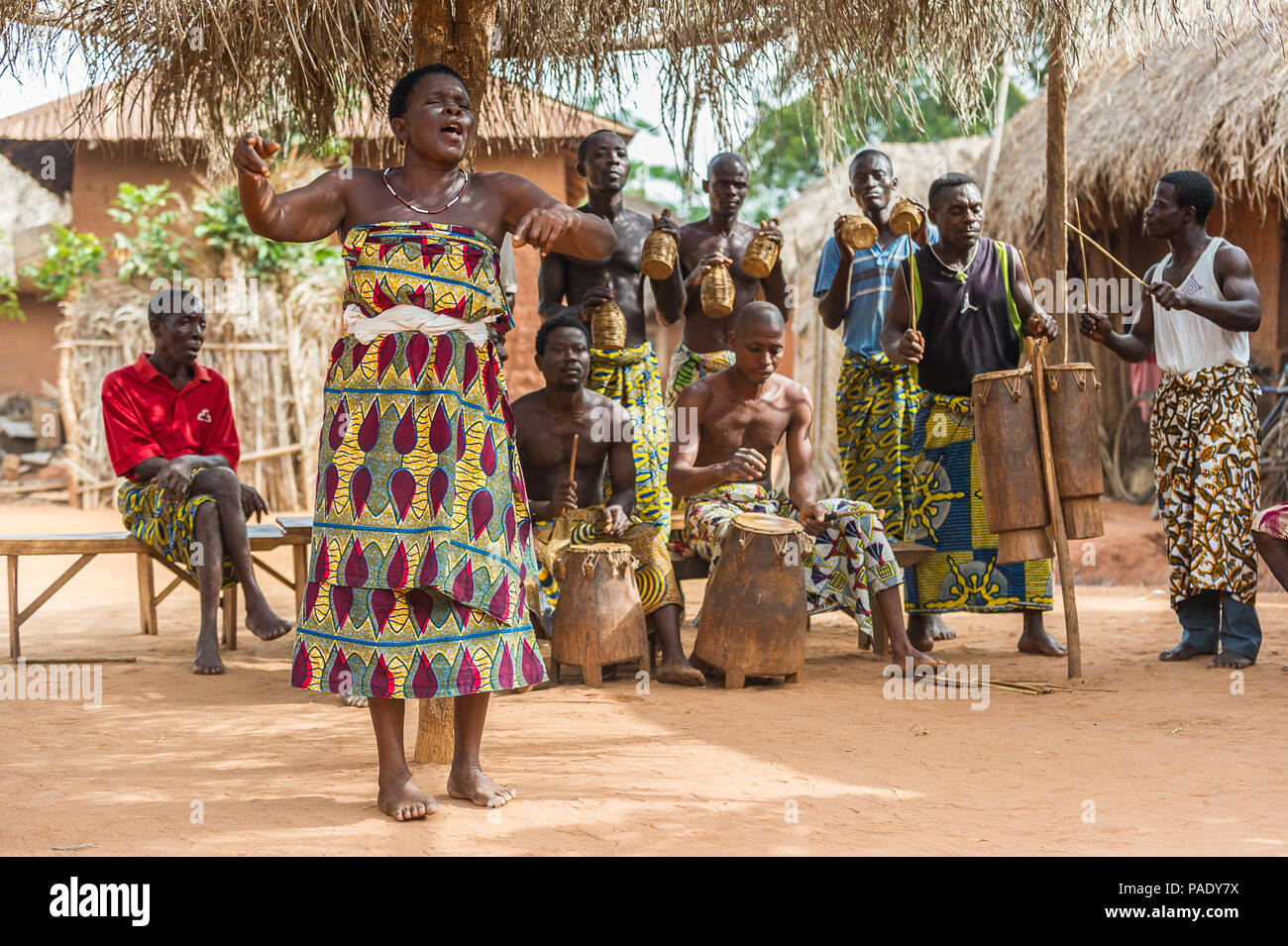 KARA, TOGO - MAR 11, 2012: Unidentified Togolese woman dances the ...