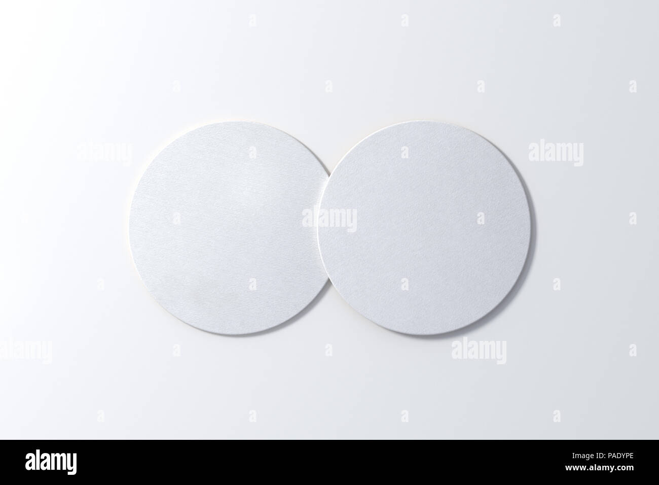 Two round white coasters on white background. 3d illustration Stock ...