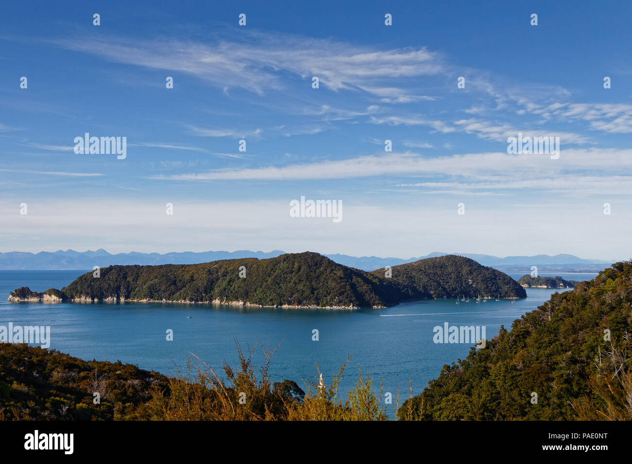 Adele Island viewed from the Abel Tasman Coastal Track, New Zealand ...