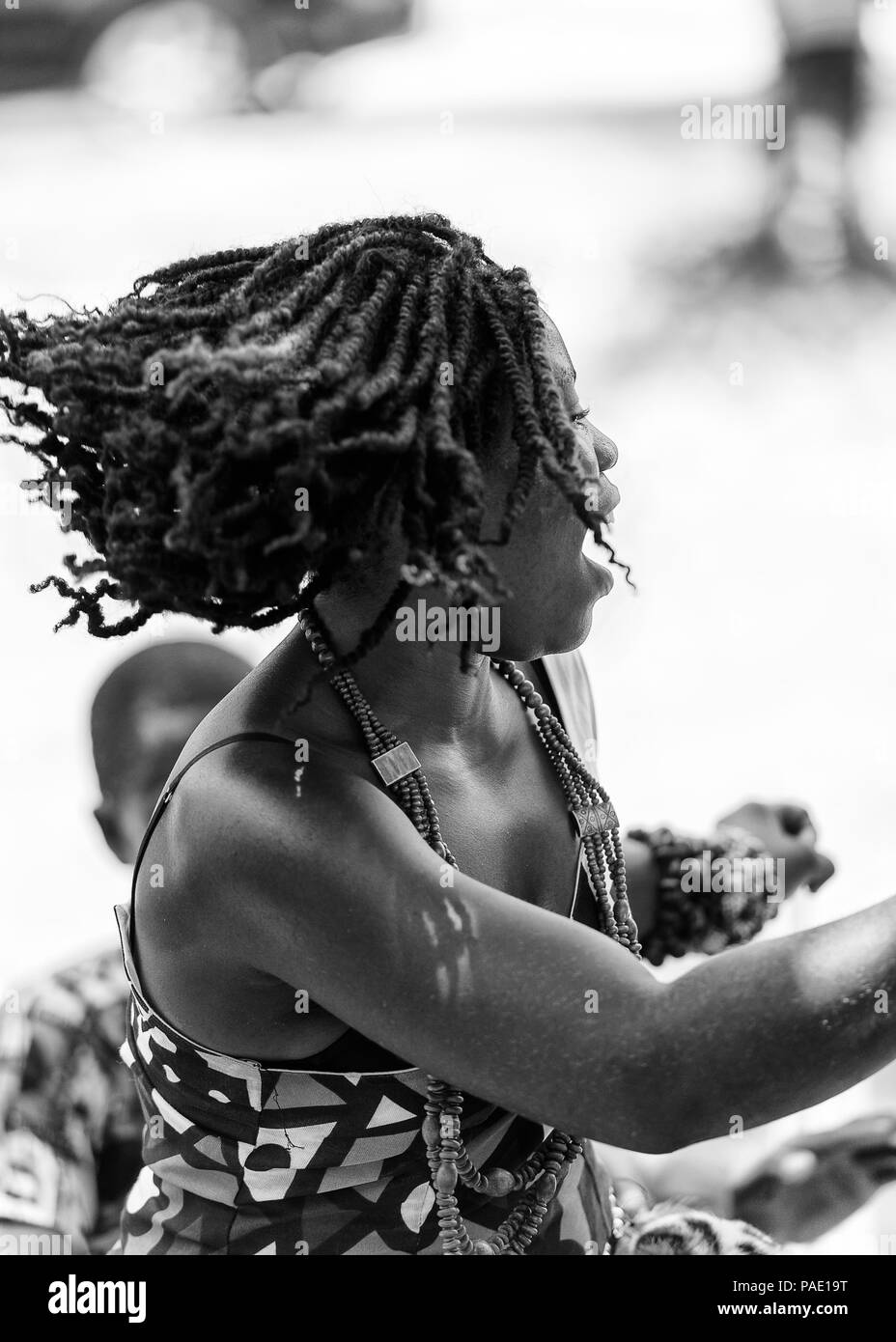 ANGOLA, LUANDA - MARCH 4, 2013: Angolan beautiful woman dances the ...
