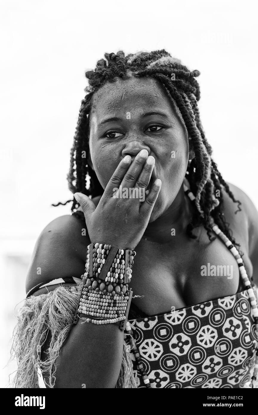 ANGOLA, LUANDA - MARCH 4, 2013: Angolan beautiful woman dances the ...