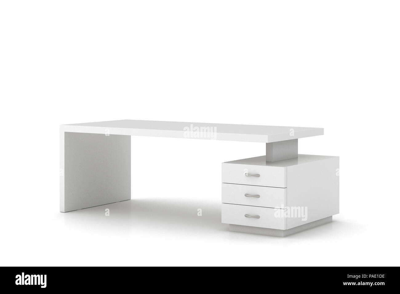 Emprty white office desk workspace isolated. Include clipping path ...