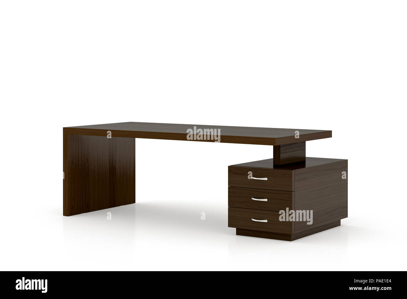 Empty brown wood office desk workspace isolated. Include clipping path ...