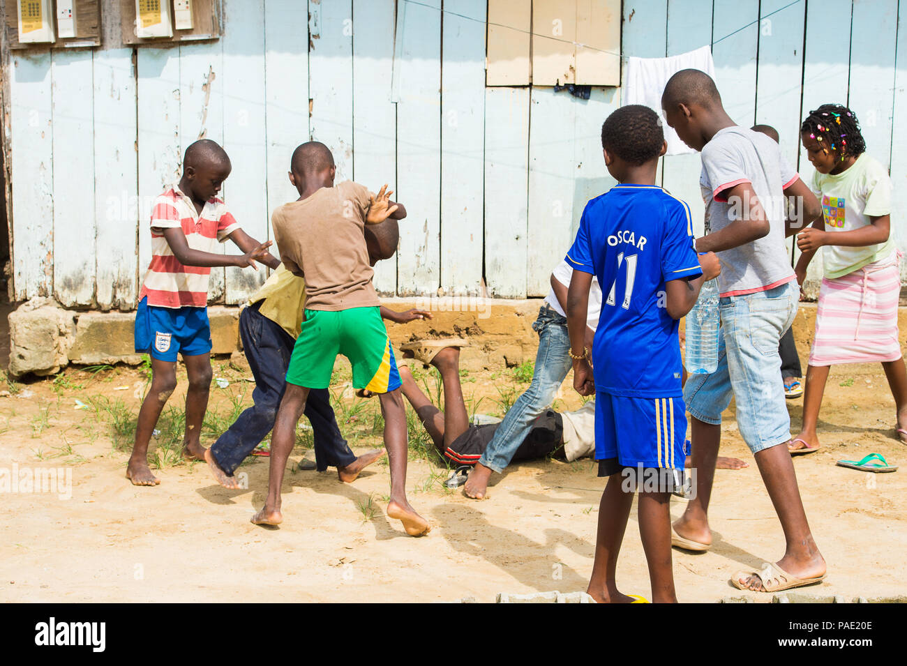 LIBREVILLE, GABON - MAR 6, 2013: Unidentified Gabonese children play ...