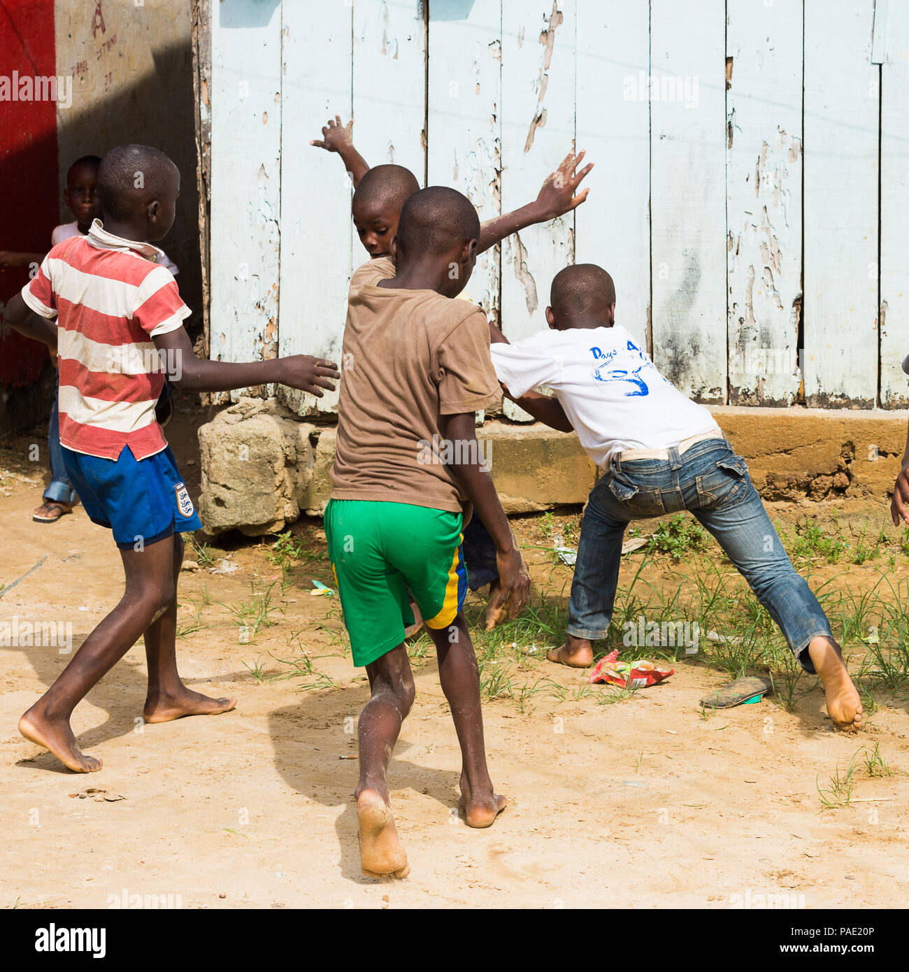 LIBREVILLE, GABON - MAR 6, 2013: Unidentified Gabonese children play ...