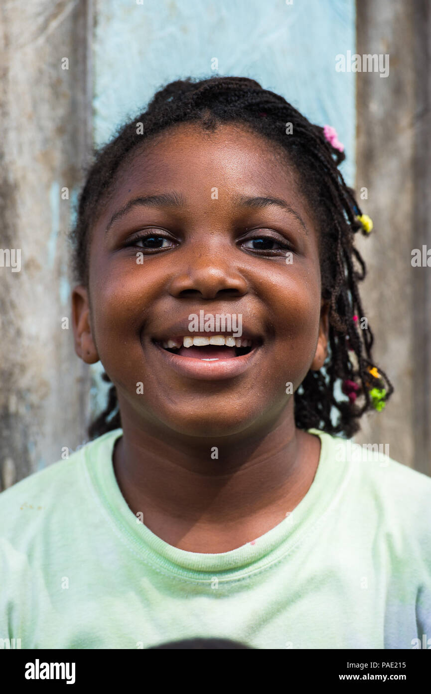 LIBREVILLE, GABON - MAR 6, 2013: Unidentified Gabonese woman smiles for ...