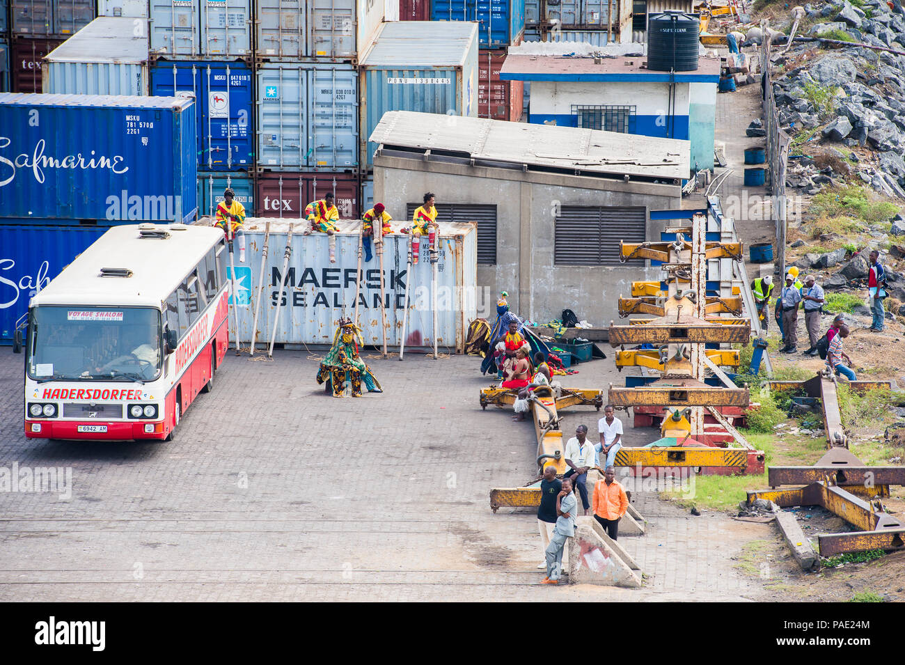 LOME, TOGO - MAR 9, 2013: Unidentified Togolese people meet cruiser ...