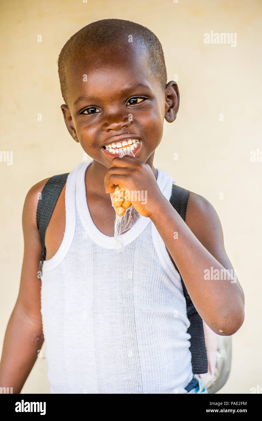 LOME, TOGO - MAR 9, 2013: Unidentified Togolese cute little boy smile ...