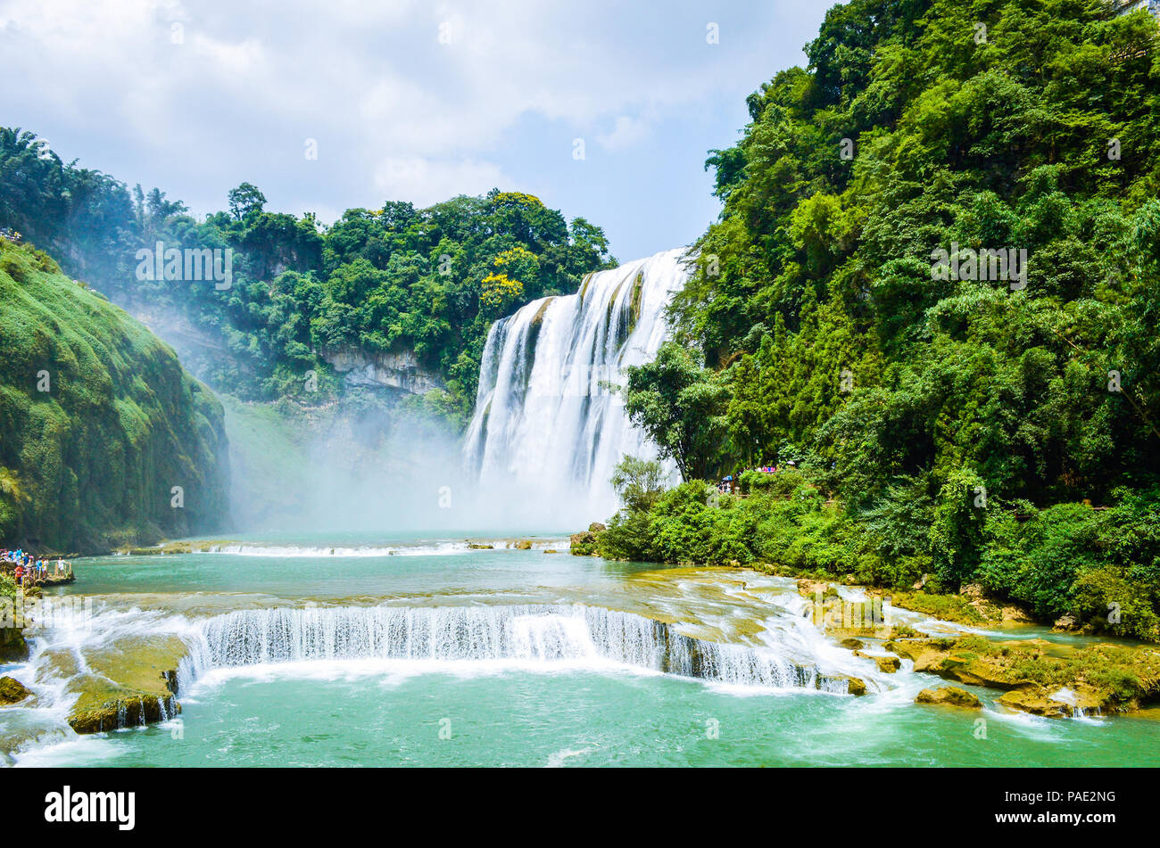 China Guizhou Huangguoshu Waterfall in Summer. One of the largest waterfalls in China & East ...