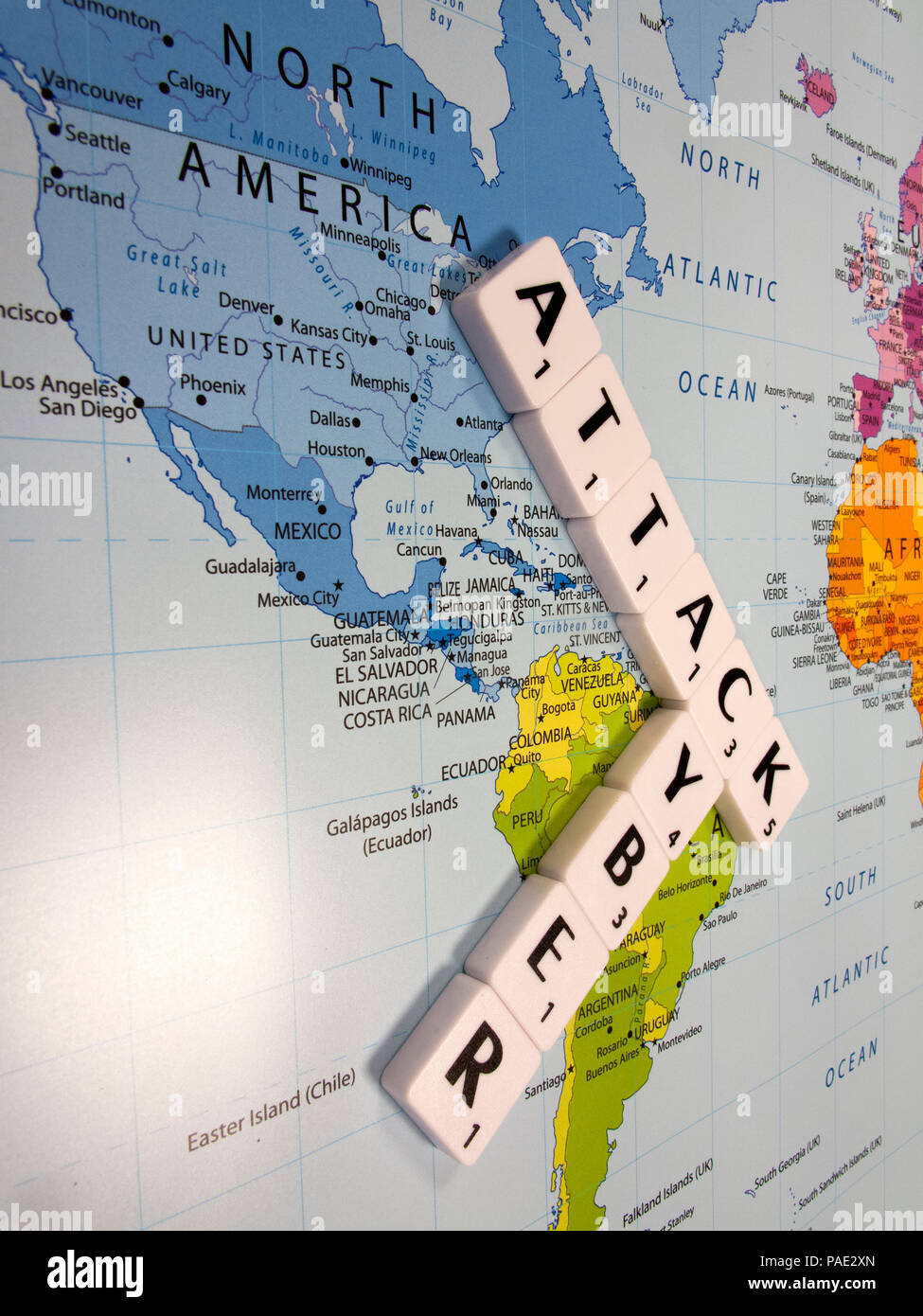 representation of international cyber attack, an attempt by hackers to ...